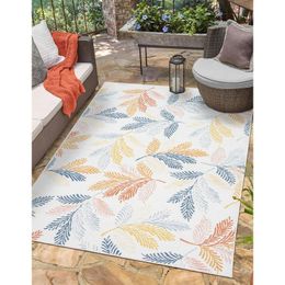 MyFlair Outdoorteppich &raquo;Johanna, LAGERR&Auml;UMUNG&laquo; rechteckig 6 mm H&ouml;he Wendeteppich, Bl&auml;tter Motiv, Outdoor geeignet, Balkon, Terrasse bunt Polypropylen B : 