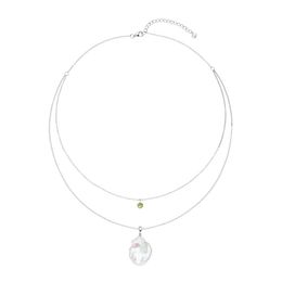 Firetti Damen Kette mit Anh&auml;nger &raquo;Schmuck Geschenk, Halskette Perle mehrreihig&laquo; Made in Germany - mit Edelstein - mit S&uuml;&szlig;wasserzuchtperle gr&uuml;n Perlen 