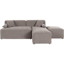 Home Affaire Ecksofa &raquo;Sundstrup L-Form&laquo; Modulserie, individuelle Zusammenstellung grau 100% Polyester B/H/T: 220cm x 76,5cm x 153cm, Samtoptik, 