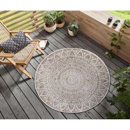 freundin Home Collection Teppich &raquo;Lilja Wendeteppich&laquo; rund 5 mm H&ouml;he In-& Outdoor, beidseitig, Wetterfest, Balkon, Garten, Wohnzimmer wei&szlig; 
