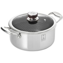 HENSSLERS Kochtopf 2 Stk. tlg. Edelstahl silber 2,8 l + &Oslash; 20cm + H&ouml;he 14cm