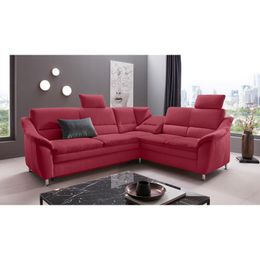 OTTO home Ecksofa &raquo;Cardoso L-Form&laquo; Federkern, wahlweise mit Bett, Schubkasten, teilweise Relaxfunktion rot Luxus-Microfaser Lederoptik (100% Polyester