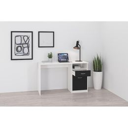 FMD Schreibtisch &raquo;Jackson&laquo; B&uuml;rotisch mit 1 Schubkasten und 1 T&uuml;r, 123 cm breit schwarz-wei&szlig; B/H/T: 123cm x 76,5cm x 50cm