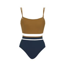 Sunflair Badeanzug Damen Gr&ouml;&szlig;e L navy / karamell / wei&szlig;