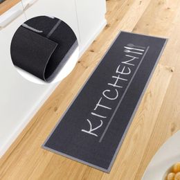 Hanse Home K&uuml;chenl&auml;ufer &raquo;Kitchen Cutlery&laquo; rechteckig 3 mm H&ouml;he L&auml;ufer, Rutschfest, K&uuml;chenteppich, K&uuml;che, Teppich, Pflegeleicht schwarz-wei&szlig; Polyester 