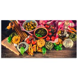 Artland Leinwandbild &raquo;Italienisch mediterrane Lebensmittel&laquo; Lebensmittel 1 Stk. tlg. auf Holzrahmen gespannt bunt B/H/T: 60cm x 30cm, Leinwandbild 