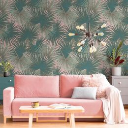 Livingwalls living walls Fototapete gemustert matt neutral glatt Dschungel, Bl&auml;tter Tapete Tapeten Wohnzimmer Schlafzimmer K&uuml;che Flur gr&uuml;n Vinyl, Vlies B/L: 1,59m