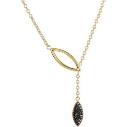 Firetti Damen Y-Kette &raquo;Schmuck Geschenk Edelstahl Halsschmuck Halskette Oval Drop&laquo; mit Zirkonia (synth.) schwarz Edelstahl, L: 55 B: 2mm