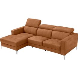 Egoitaliano Ecksofa &raquo;Matt, erstklassiger Sitzkomfort, aufwendige Detailverarbeitung, L-Form&laquo; mit verstellbaren Kopfteilen zum Relaxen braun Luxus-Micofaser 