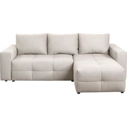 exxpo - sofa fashion Ecksofa Praktische Funktionsecke mit Federkern, Bettfunktion und Stauraum B/H/T: 261cm x 95cm x 158cm, Flachgewebe, Recamiere 