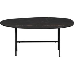 Woood Couchtisch &raquo;Vajen Porzellan-Marmorlook mit Metallgestell&laquo; H 34 x B 80 x D 60 cm, Tragkraft 15 kg, pfleigleicht schwarz B/H/T: 80cm x 34cm x 60cm