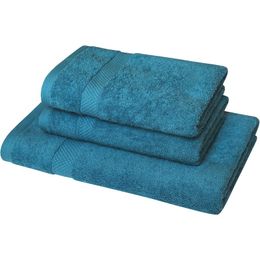 Dyckhoff Handtuch Set &raquo;Planet&laquo; Set 3 Stk. Walkfrottier 2 Handt&uuml;cher (50x100cm), 1 Duschtuch (70x140cm) blau Walkfrottier, Obermaterial: 100% Baumwolle 3 Stk., 