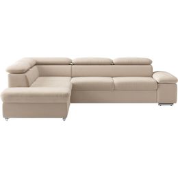 Sit & More sit&more Ecksofa &raquo;Valantine, L-Form, B: 272 cm, Bettfunktion opt., Kopfteilverstellung&laquo; Armteilverstellung, Wellenunterfederung, modernes Design braun