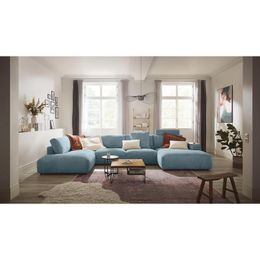 Musterring Wohnlandschaft &raquo;Lucia viel Platz, bequem, U-Form&laquo; Verschiedene Farben, inkl. Kopfst&uuml;tze, Gesamtbreite 434 cm blau B/H/T: 434cm x 81cm x 204cm, Cord, 
