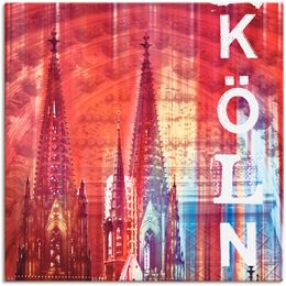 Artland Leinwandbild &raquo;K&ouml;ln Skyline Collage II&laquo; Geb&auml;ude 1 Stk. tlg. auf Holzrahmen gespannt rot Leinwand B/H/T: 40cm x 40cm, Leinwandbild Geb&auml;ude, 1 Stk.