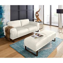 W.Schillig Hocker &raquo;montanaa&laquo; mit Metallkufen in Bronze pulverbeschichtet, Breite 141 cm wei&szlig; B/H/T: 141cm x 42cm x 61cm, Longlife Xtra-Leder Z59