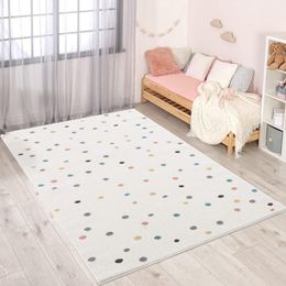 Carpet City Kinderteppich &raquo;Anime9396&laquo; rechteckig 11 mm H&ouml;he Spielteppich, Bunte Punkte, Weicher Flor, Pflegeleicht, Kinderzimmer beige Polypropylen (PP) B : 140cm