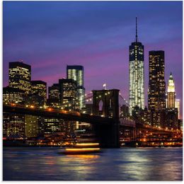 Artland Glasbild &raquo;Brooklyn Bridge&laquo; Amerika 1 Stk. tlg. in verschiedenen Gr&ouml;&szlig;en lila B/H/T: 40cm x 40cm, Glasbild Amerika, 1 Stk.