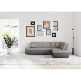 DOMO collection Ecksofa &raquo;MORIC 273x216 cm, L-Form, auch in Cord&laquo; wahlweise mit Bettfunktion und Armlehnenverstellung, auch in Cord grau B/H/T: 273cm x
