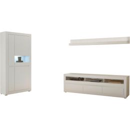 Home Affaire Wohnwand &raquo;Anbauwand in Wei&szlig; Matt, Wohnzimmer-Set mit austauschbarer Blende&laquo; Set, 3 Stk. tlg. wei&szlig; Holzwerkstoff B/H/T: 312cmcm x 198cmcm 