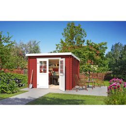 Lasita Maja Gartenhaus &raquo;San Jose 230&laquo; Blockbohlenhaus 28mm rot Massivholz ohne Fu&szlig;boden, ohne Dacheindeckung