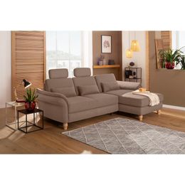Home Affaire Ecksofa &raquo;Palace L-Form&laquo; incl. Sitztiefenverstellung, wahlweise mit Schlaffunktion und Stauraum braun Struktur fein (100% Polyester);