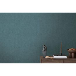 A.S. Cr&eacute;ation Vliestapete &raquo;Strukturtapete Leinenoptik in Farbvariationen&laquo; uni strukturiert blau Vlies B/L: 0,53m x 10,05m, Rollen: 1