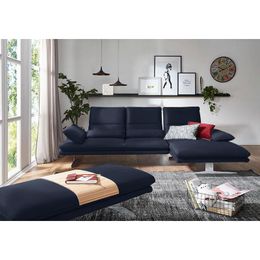 W.Schillig Ecksofa &raquo;broadway, Designsofa mit tollem Sitzkomfort, L-Form&laquo; Sitztiefenverstellung, Kopfteil- & Seitenteilverstellung, Breite 291cm blau 