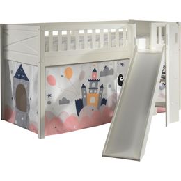 Vipack Hochbett &raquo;Scott&laquo; B/H/T ca. 207,6x114x203,7cm, Kopf-/Fu&szlig;teil mit Fr&auml;sung, stabil gebaut, mit Rutsch-/Leiterturm, LF 90x200 cm, inkl. Vorhang, 7 Designs