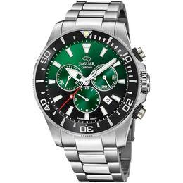 Jaguar Herren Chronograph Armbanduhr, Quarzuhr, Herrenuhr, Saphirglas, Stoppfunktion, Swiss Made silber Einheitsgr&ouml;&szlig;e