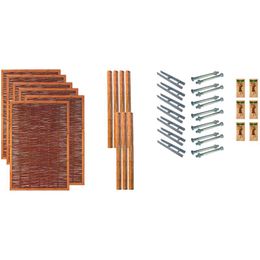 TETZNER & JENTZSCH Weidenzaun &raquo;Fresno 4&laquo; 6 Elemente, LxH: 783x180 cm braun Stahl, Weidengeflecht H/L: 180cm x 7,83m, Pfosten: 7 Stk.
