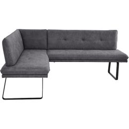 K+w Komfort & Wohnen K+W Komfort & Wohnen Eckbank 1 Stk. tlg. Polstereckbank in Spitzkissenoptik, Sitz und R&uuml;cken gesteppt grau B/H/T: 157cm x 87cm x 207cm, Microfaser 785
