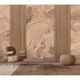 Livingwalls living walls Vliestapete &raquo;Marmor-Tapete mit Linienstruktur marmoriert&laquo; matt glatt braun Vlies B/L: 2,5m x 5m, Rollen: 1