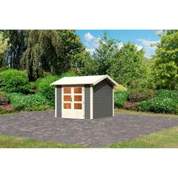 Karibu Gartenhaus &raquo;Traufberg 3&laquo; terragrau grau Holzwerkstoff Einheitsgr&ouml;&szlig;e