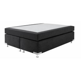 Westfalia Schlafkomfort Boxspringbett &raquo;Holland&laquo; ohne Kopfteil, frei im Raum stellbar schwarz Microvelours (100% Polyester) Microvelours Ohne Topper, Liegefl&auml;che B/L: 140cm x 