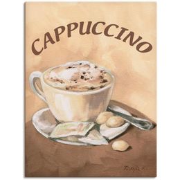 Artland Leinwandbild &raquo;Tasse Cappuccino&laquo; Getr&auml;nke 1 Stk. tlg. auf Holzrahmen gespannt beige Leinwand B/H/T: 45cm x 60cm, Leinwandbild Getr&auml;nke Hochformat, 1 
