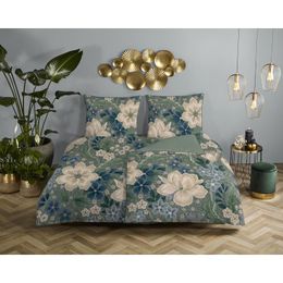 Descanso Wendebettw&auml;sche &raquo;Alessia&laquo; 2 Stk. Satin, Rei&szlig;verschluss, Paspel, Biese, Wendeoptik, Luxe, Blume Renforc&eacute;, Obermaterial: 100% Baumwolle B/L: 135cm x 