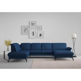 Sit & More sit&more Wohnlandschaft &raquo;Fashion U-Form&laquo; wahlweise mit Kopfteilverstellung, Vorziehsitz, motorisch, Metallf&uuml;&szlig;e blau B/H/T: 338cm x 84cm x 207cm, Soft 