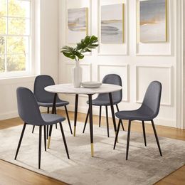 OTTO home Essgruppe &raquo;Eadwine, Sitzgruppe Esstisch plus 4 Esszimmerst&uuml;hle&laquo; Set, Esstisch plus 4 Esszimmerst&uuml;hle grau Samtvelours, Marmorfarben/grau