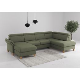 OTTO home Wohnlandschaft &raquo;Glendale, U-Form&laquo; inkl. Kopfteilverstellung, wahlweise mit Vorziehsitz und Bettkasten gr&uuml;n 95% Polyester, 5% Polyamid B/H/T: