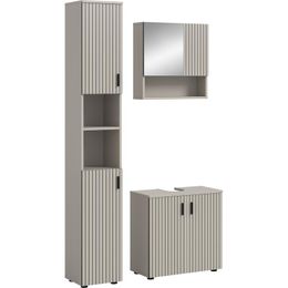 Welltime Badm&ouml;bel-Set &raquo;MANI, 3-tlg. Badkombination, Paneeloptik&laquo; Set, Set, best. aus:1Badschrank, 1Waschbeckenunterschrank, 1Spiegelschrank, 3 Stk. 