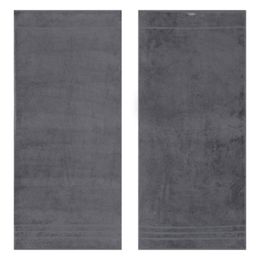Egeria Badetuch &raquo;Prestige&laquo; Uni Programm mit Streifenbord&uuml;re, SUPIMA Baumwolle grau Frotteevelours, Obermaterial: 100% Baumwolle B/L: 75cmx160cm, 1 Stk., 