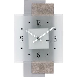 AMS Unisex AMS Wanduhr &raquo;W9443&laquo; Quarzuhr,Holz,Wohnzimmer,Esszimmer,K&uuml;che,Made in Germany,B&uuml;ro,Flur silber B/H/L: 22cm x 5cm x 36cm