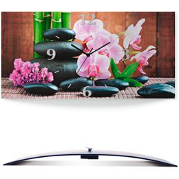 Artland Wanduhr &raquo;Spa Konzept Zen Steinen Orchideen&laquo; wahlweise mit Quarz- oder Funkuhrwerk, lautlos ohne Tickger&auml;usche pink B/H/T: 50cm x 25cm x 0,3cm, Funkuhr