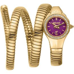 JUST cavalli time Damen Quarzuhr &raquo;Signature Snake&laquo; Armbanduhr, Damenuhr, Edelstahlarmband, analog, Kristallsteine gold Einheitsgr&ouml;&szlig;e