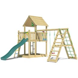 Jungle Gym Spielturm &raquo;Majesty&laquo; Spielanlage mit Schaukel, Kletterbock und Rutsche mit Wasseranschluss gr&uuml;n Holzwerkstoff Einheitsgr&ouml;&szlig;e