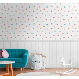 Livingwalls living walls Fototapete &raquo;Wallpanel Tapete Wandpaneele Motivtapete Punkte Landhaus&laquo; matt strukturiert Vliestapete Kinderzimmer f&uuml;r Schlafzimmer K&uuml;che 