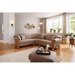 Home Affaire Ecksofa &raquo;Milano Vintage, L-Form&laquo; mit Federkern, Bezug in Lederoptik, incl. 4 Zierkissen beige B/H/T: 233cm x 83cm x 81cm, Luxus-