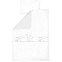 Julius Z&ouml;llner Kinderbettw&auml;sche &raquo;Dschungelbande&laquo; 2 Stk. wei&szlig; Renforc&eacute;, Obermaterial: 100% Baumwolle B/L: 100cm x 135cm, 1 Stk., 1 Stk., Renforc&eacute;, B/L: 40cm x 60cm, 2