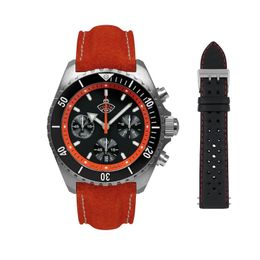 Ruhla Herren ruhla Chronograph &raquo;Glasbach Cup&laquo; Quarzuhr, Armbanduhr, Herrenuhr, Made in Germany orange Einheitsgr&ouml;&szlig;e